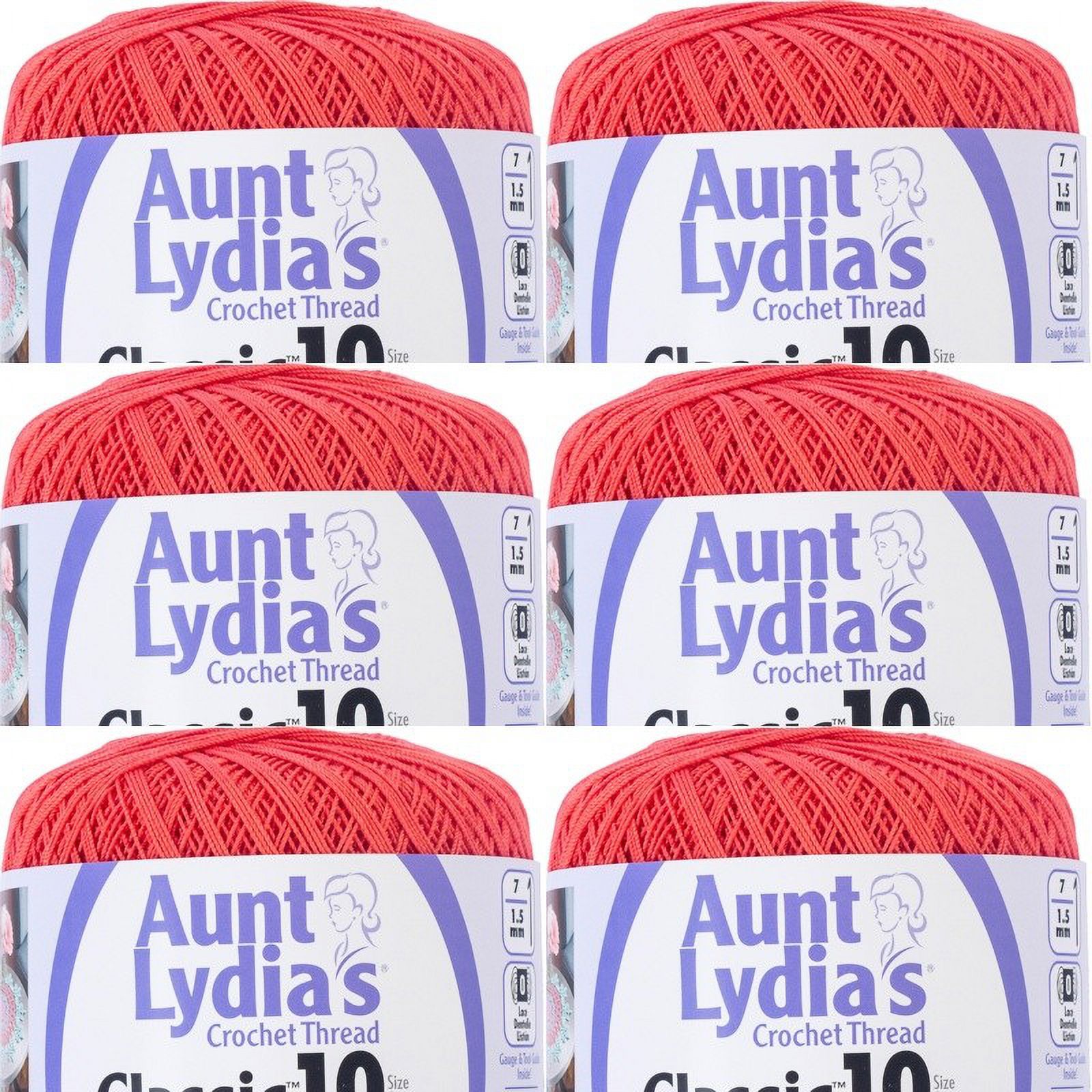 Spinrite Aunt Lydia's Classic Crochet Thread Size 10 - Bright Coral, 1 ...