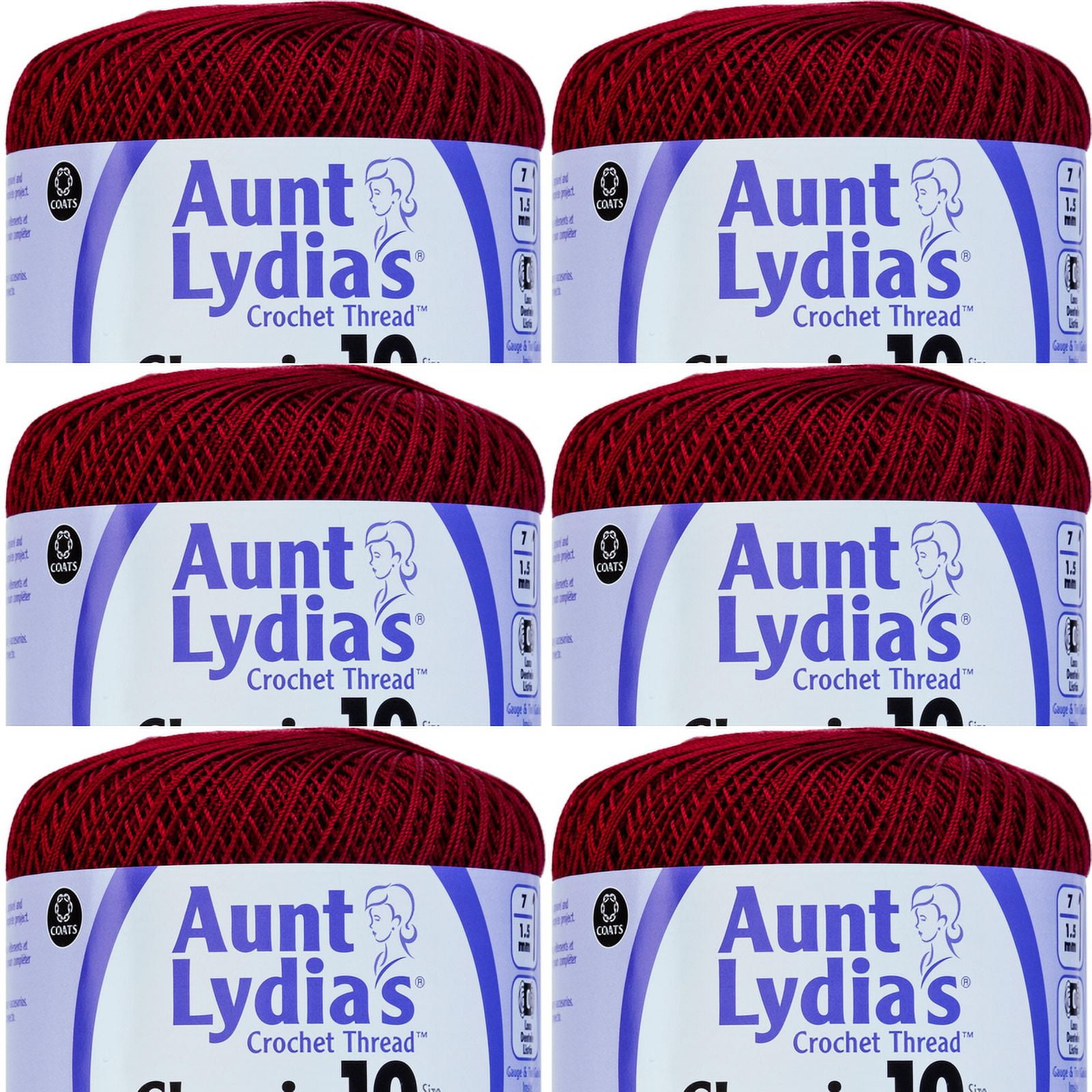 Spinrite Aunt Lydia's Classic Crochet Thread Size 10 Burgundy, 1 Pack ...