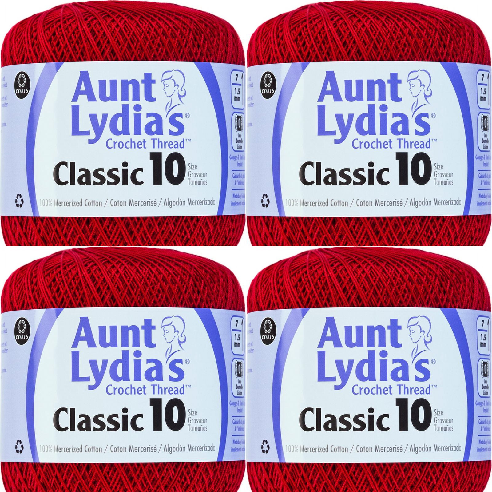 Spinrite Aunt Lydia's Classic Crochet Thread Size 10 Cardinal, 1 Pack ...