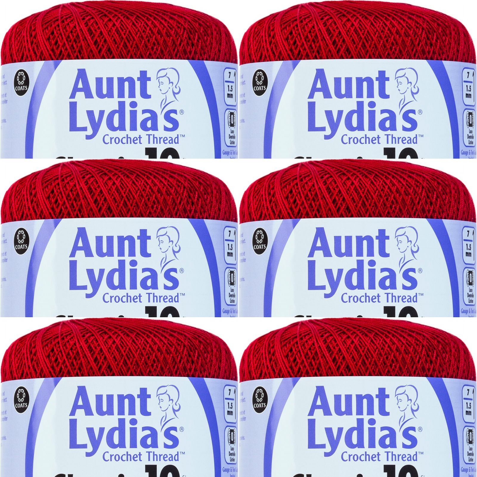 Spinrite Aunt Lydia's Classic Crochet Thread Size 10 Cardinal, 1 Pack ...