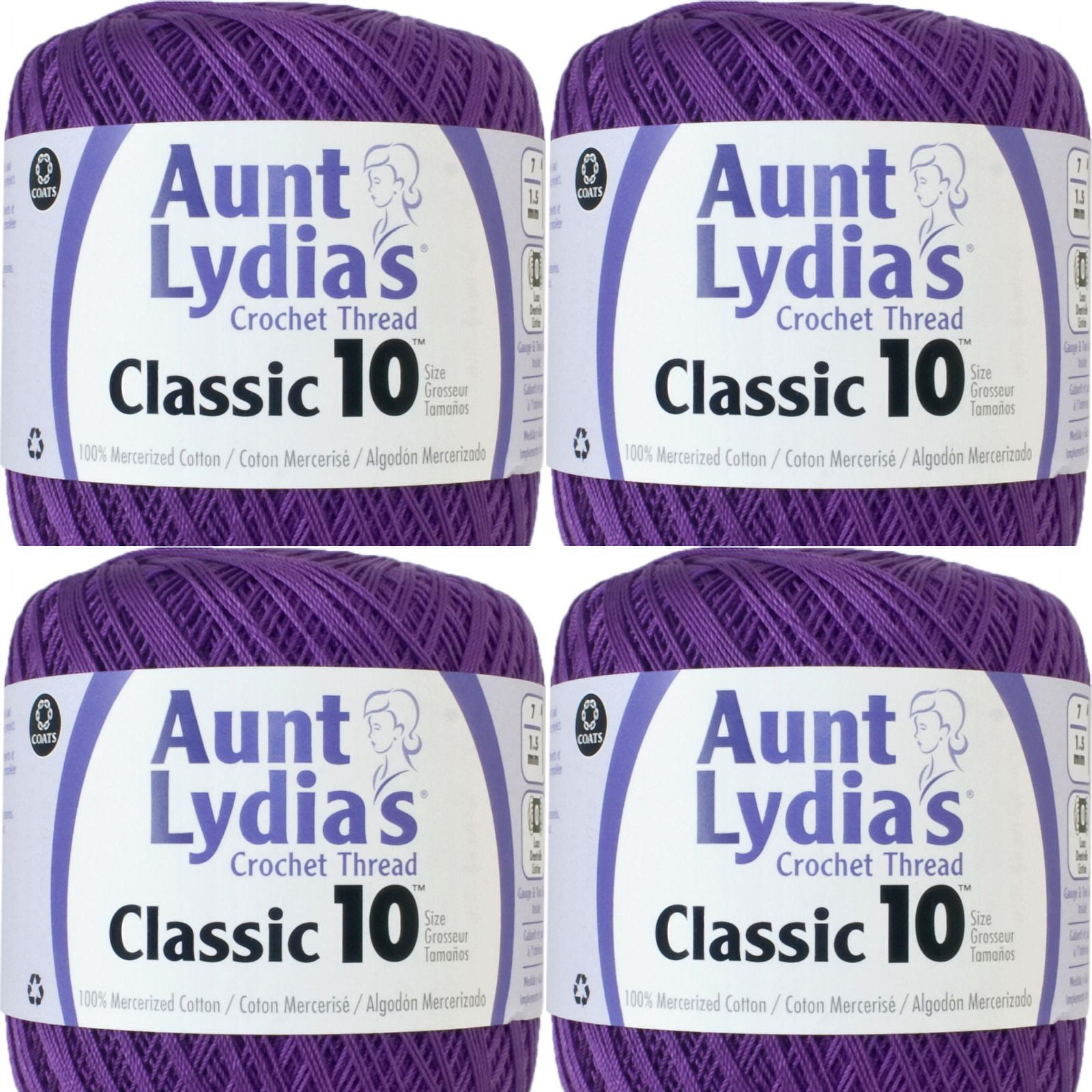 Spinrite Aunt Lydia's Classic Crochet Thread Size 10 - Purple, 1 Pack ...