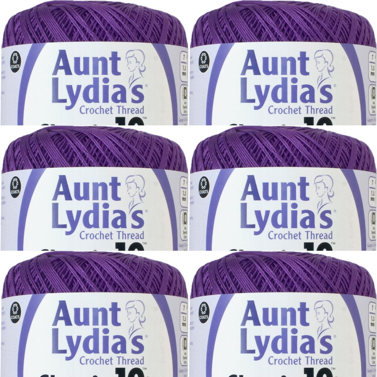 Spinrite Aunt Lydia's Classic Crochet Thread Size 10 - Purple, 1 Pack ...