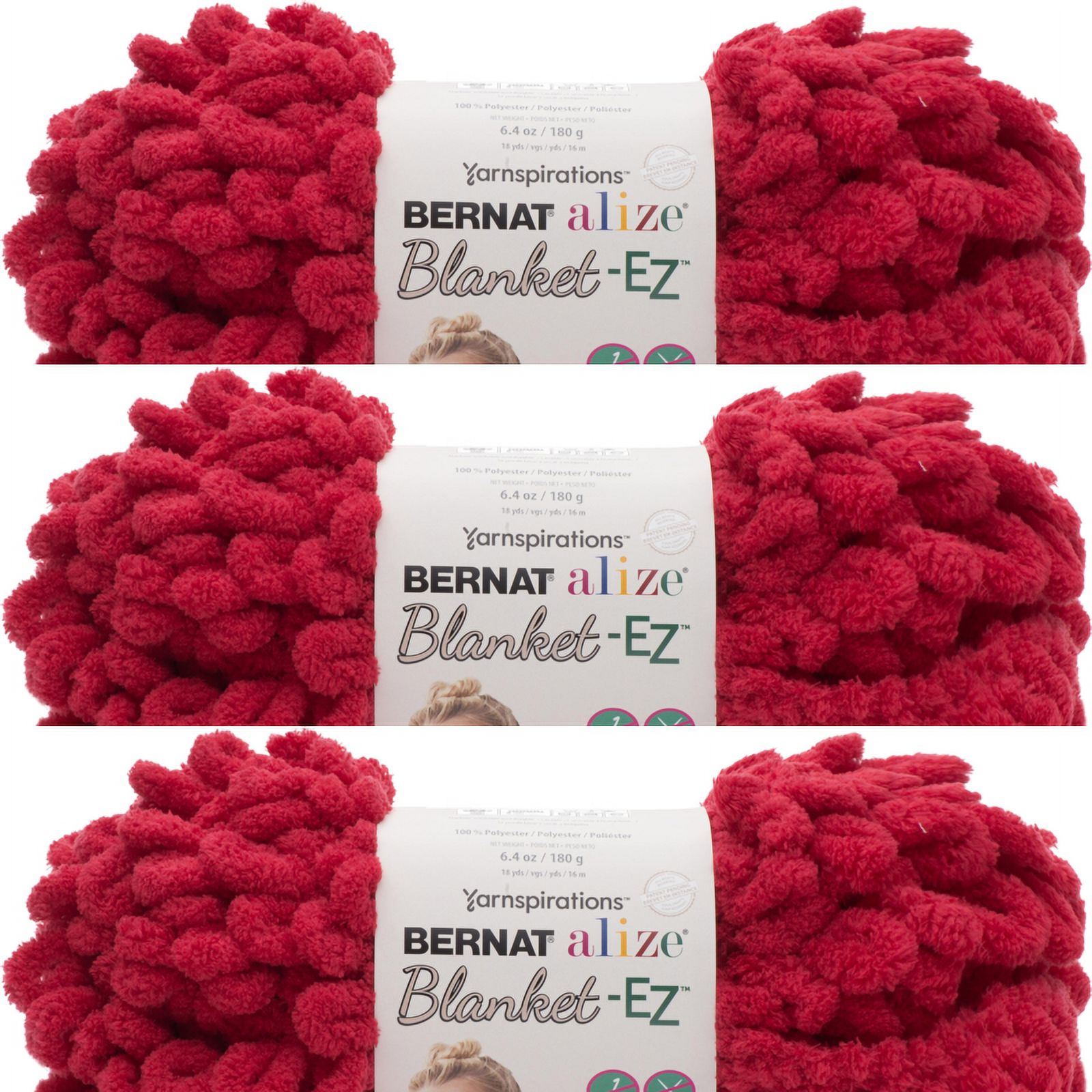 Spinrite Bernat Alize Blanket - EZ Yarn - Bright Red, 1 Pack of 3 Piece ...