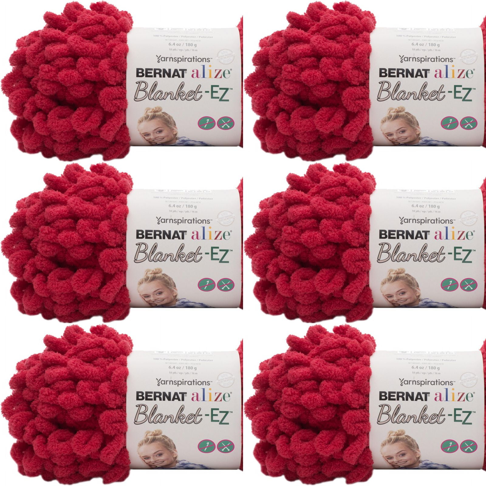 Spinrite Bernat Alize Blanket - EZ Yarn - Bright Red, 1 Pack of 6 Piece ...