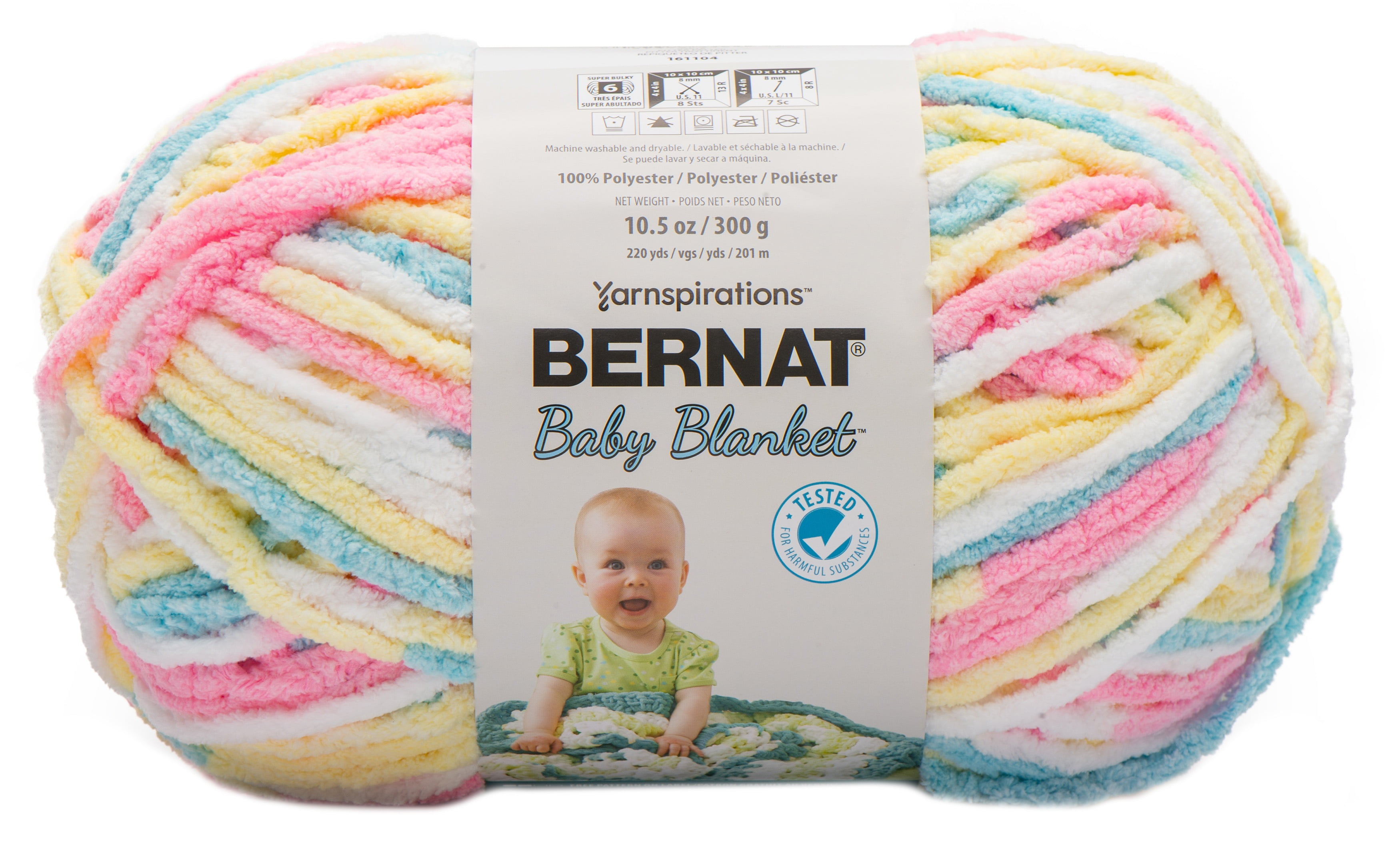 Spinrite Bernat Baby Blanket Big Ball Yarn - Pitter Patter, 1 Pack of 4 ...