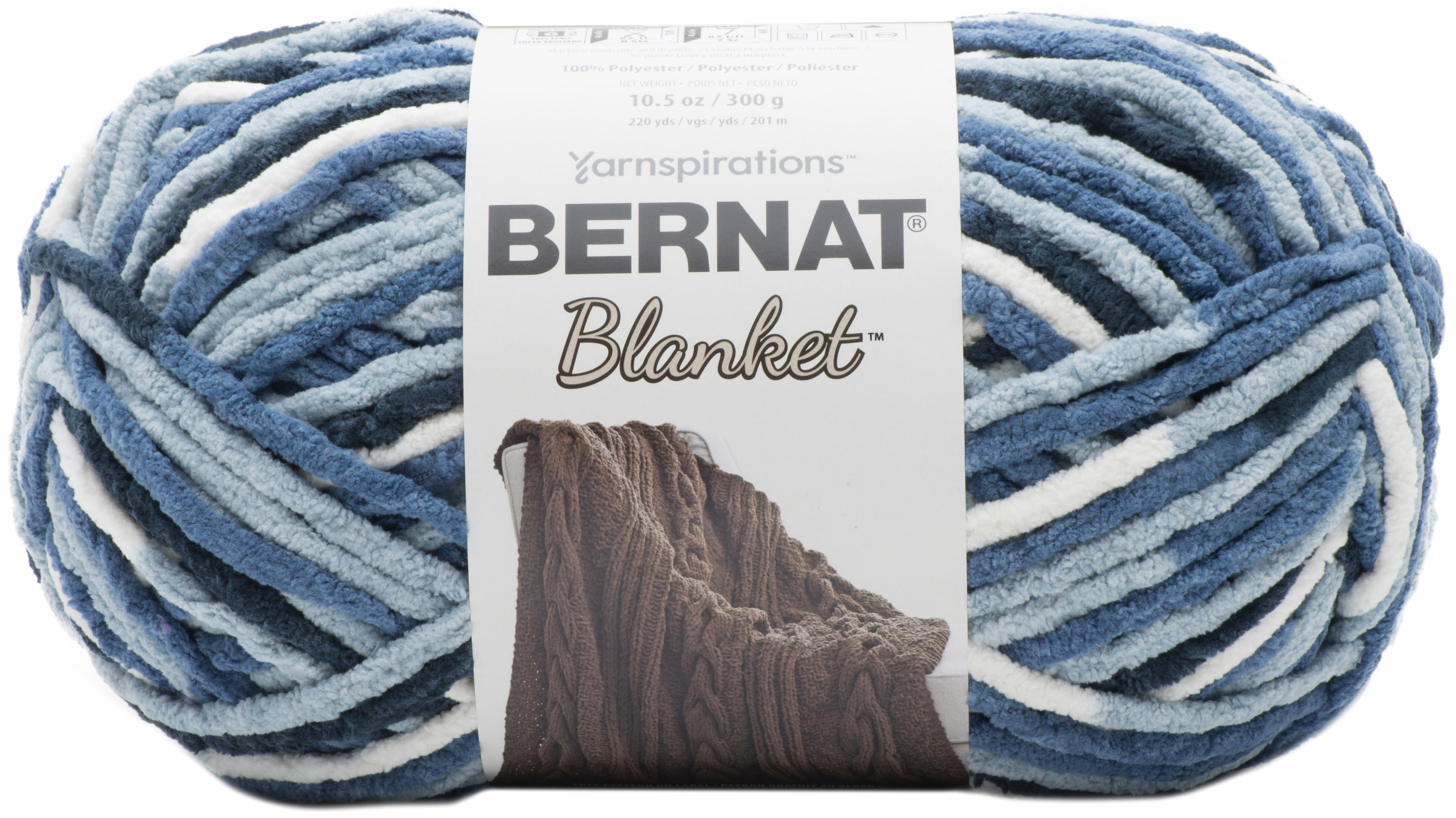 Bernat Blanket Faded Blues Yarn - 2 Pack of 300g/10.5oz - Polyester - 6 ...