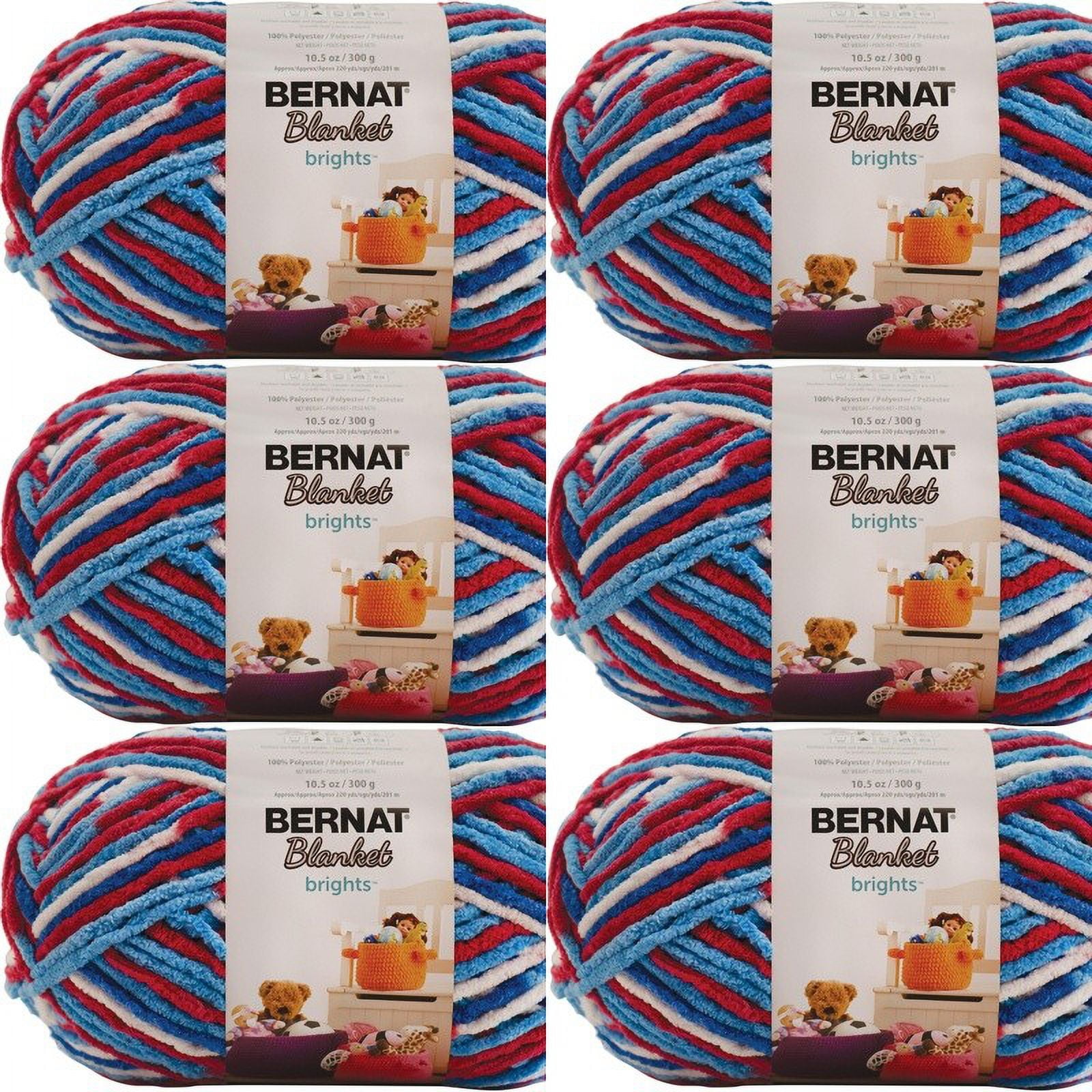 Spinrite Bernat Blanket Brights Big Ball Yarn - Red, White & Boom ...