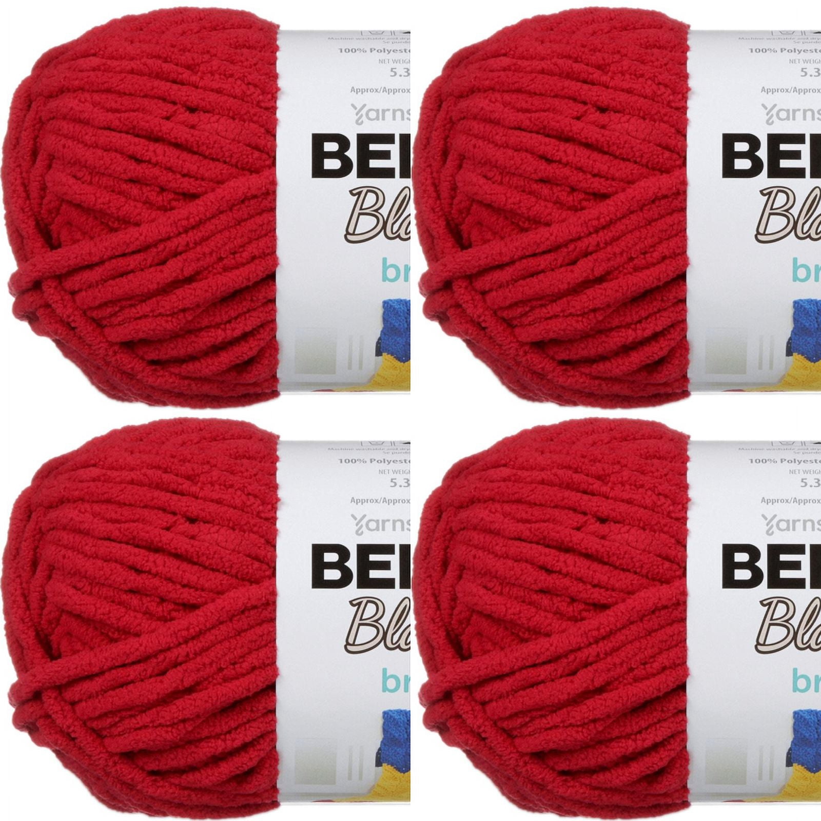 Spinrite Bernat Blanket Brights Yarn - Race Car Red, 1 Pack of 4 Piece ...