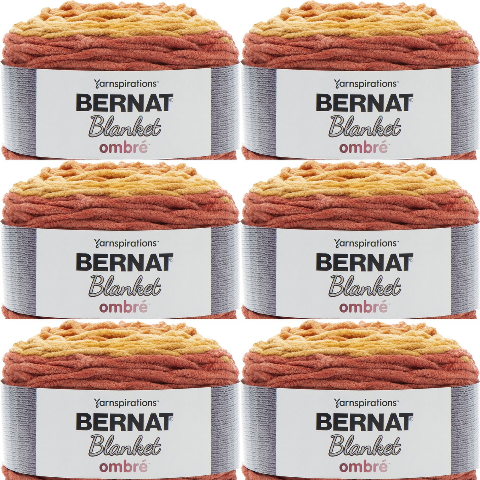 Spinrite Bernat Blanket Ombre Yarn - Orange Crush Ombre, 1 Pack of 6 ...