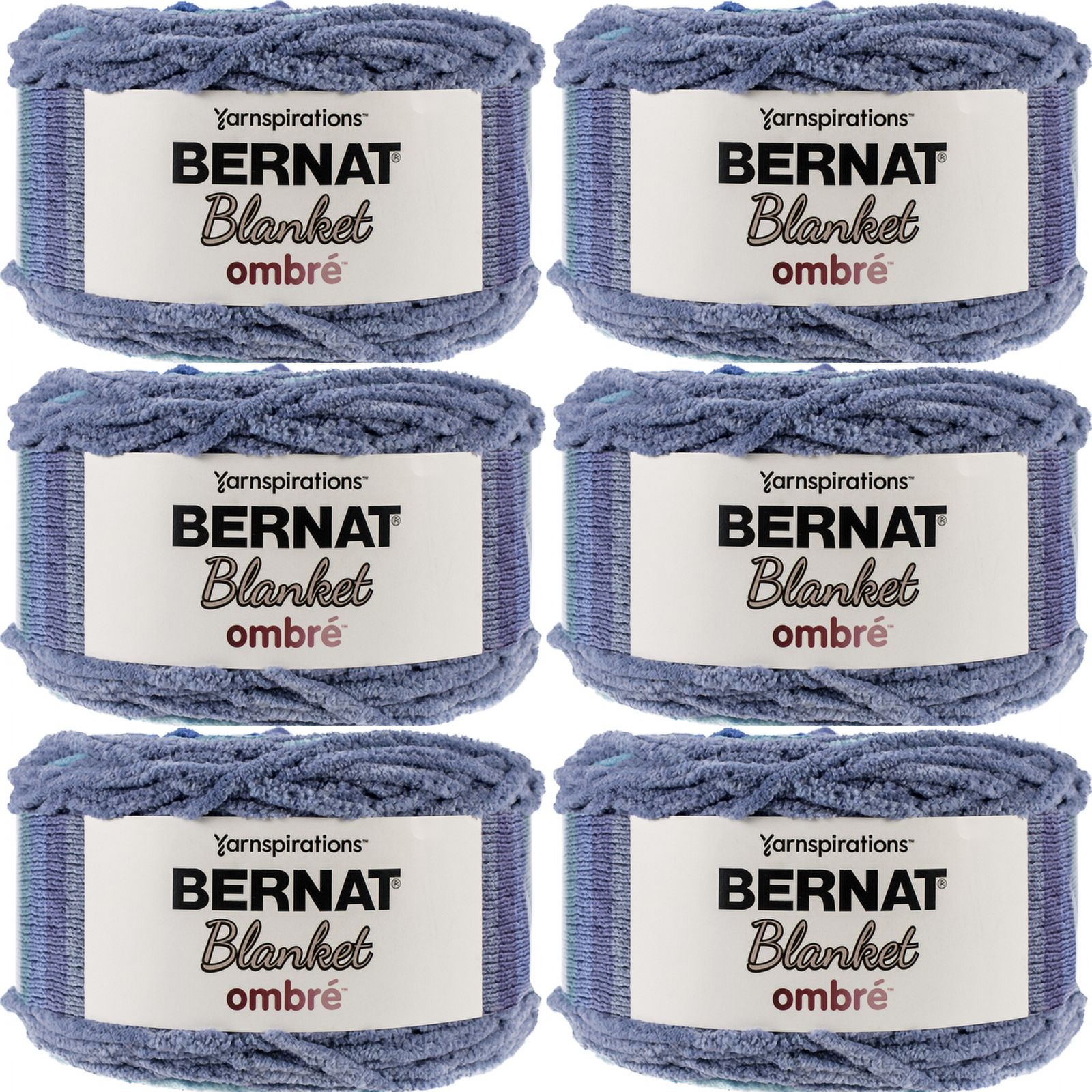 Spinrite Bernat Blanket Ombre Yarn - Shade Blue Ombre, 1 Pack of 6 ...