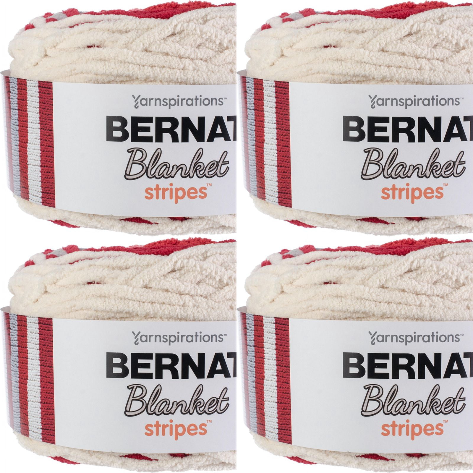 Spinrite Bernat Blanket Stripes Yarn - Red Alert, 1 Pack of 4 Piece ...