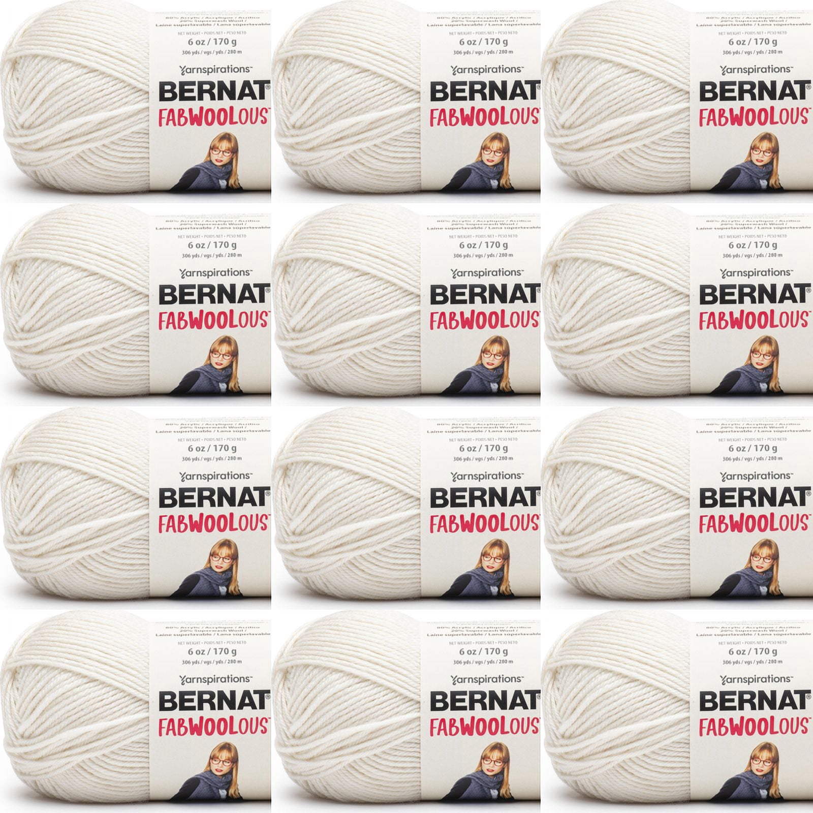 Spinrite Bernat Fabwoolous Yarn - Cream, 1 Pack of 12 Piece - Walmart.com