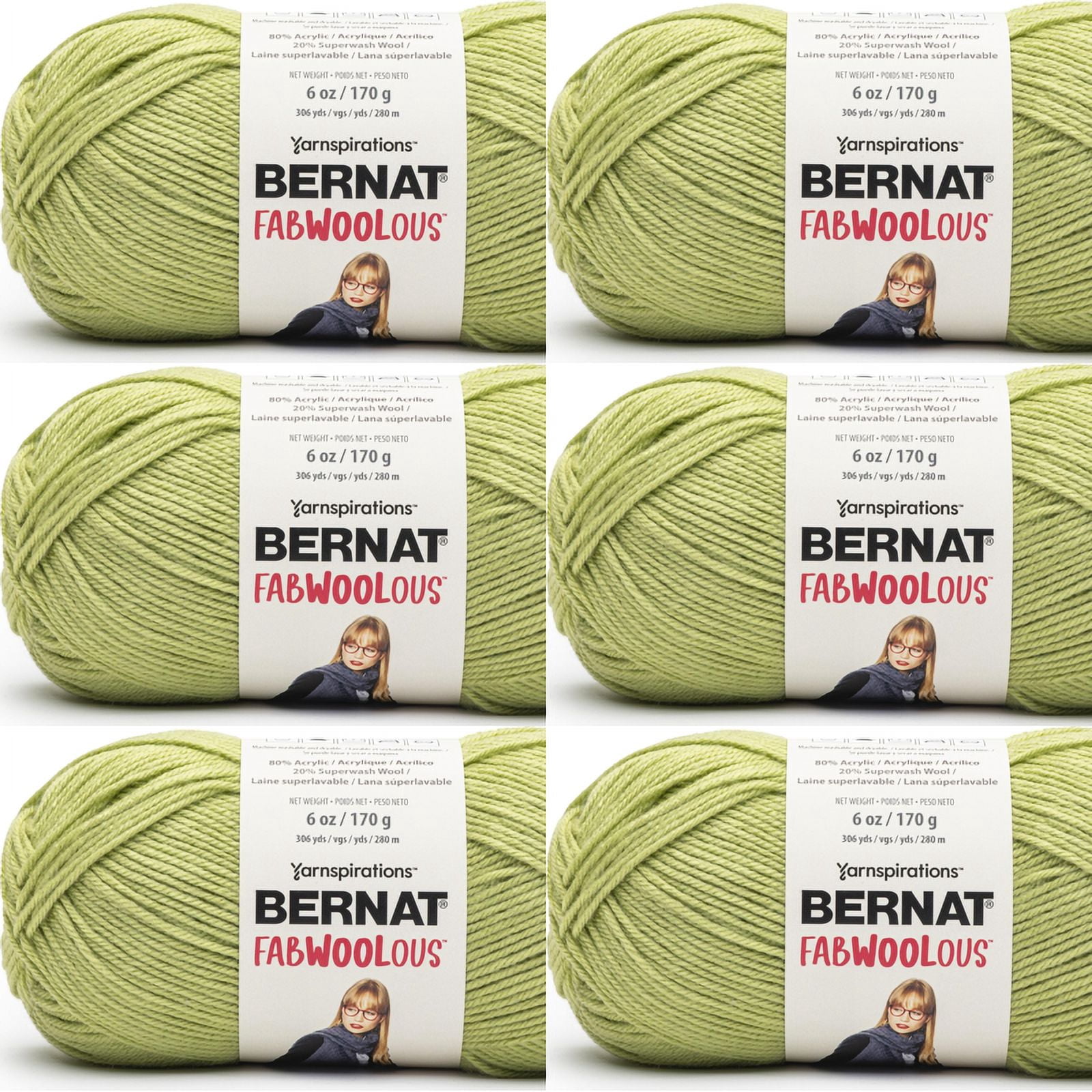 Spinrite Bernat Fabwoolous Yarn - Lime, 1 Pack of 6 Piece - Walmart.com
