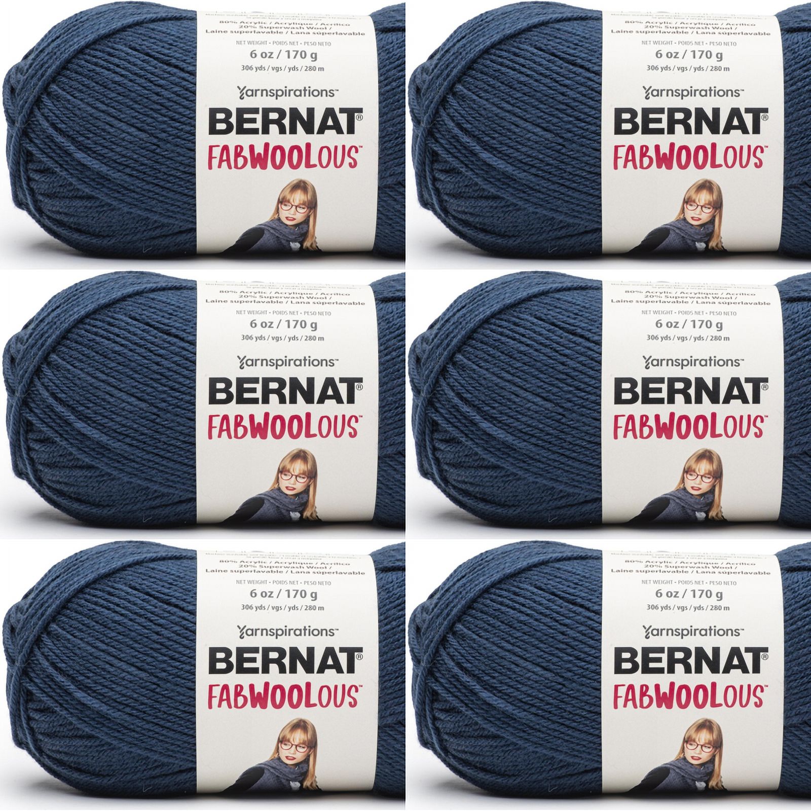 Spinrite Bernat Fabwoolous Yarn - Navy, 1 Pack of 6 Piece - Walmart.com