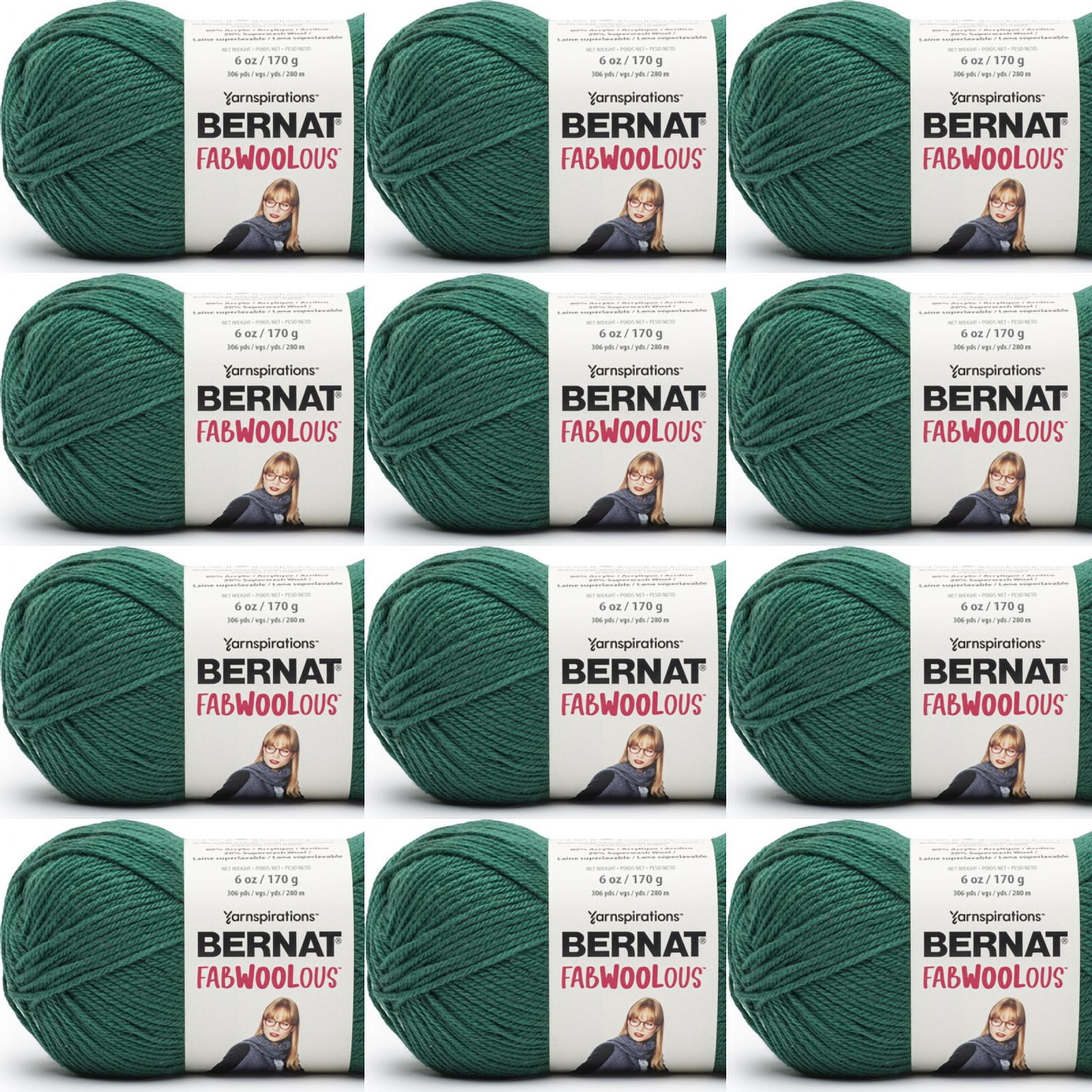 Spinrite Bernat Fabwoolous Yarn - Pine, 1 Pack of 12 Piece - Walmart.com