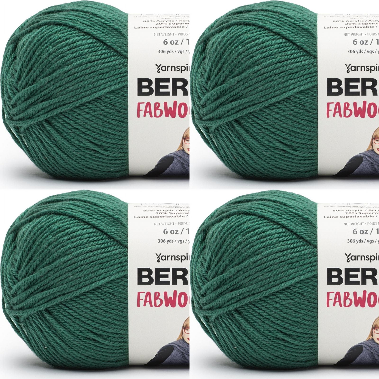 Spinrite Bernat Fabwoolous Yarn - Pine, 1 Pack of 4 Piece - Walmart.com