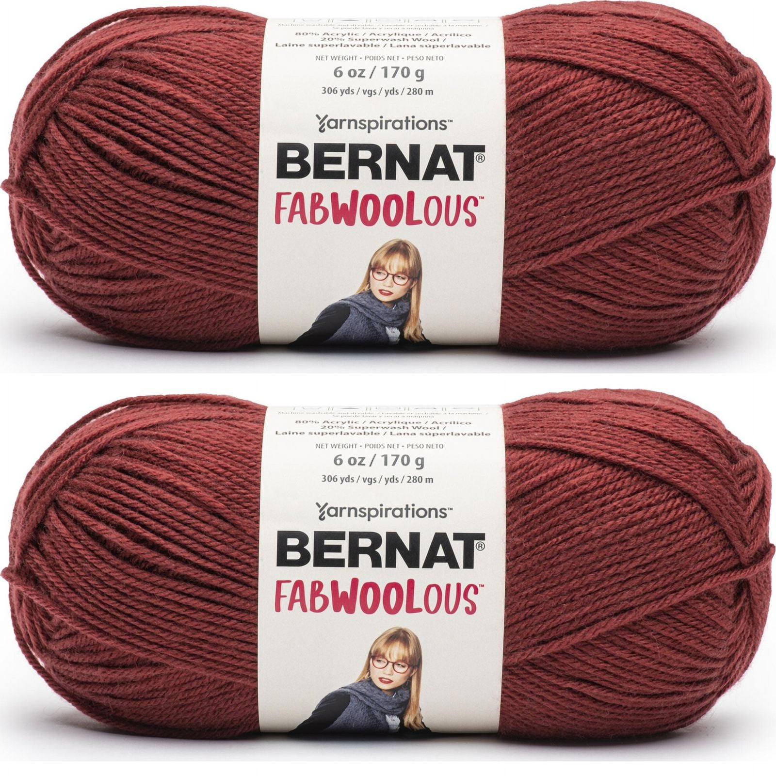Spinrite Bernat Fabwoolous Yarn - Red Brick, 1 Pack of 2 Piece ...