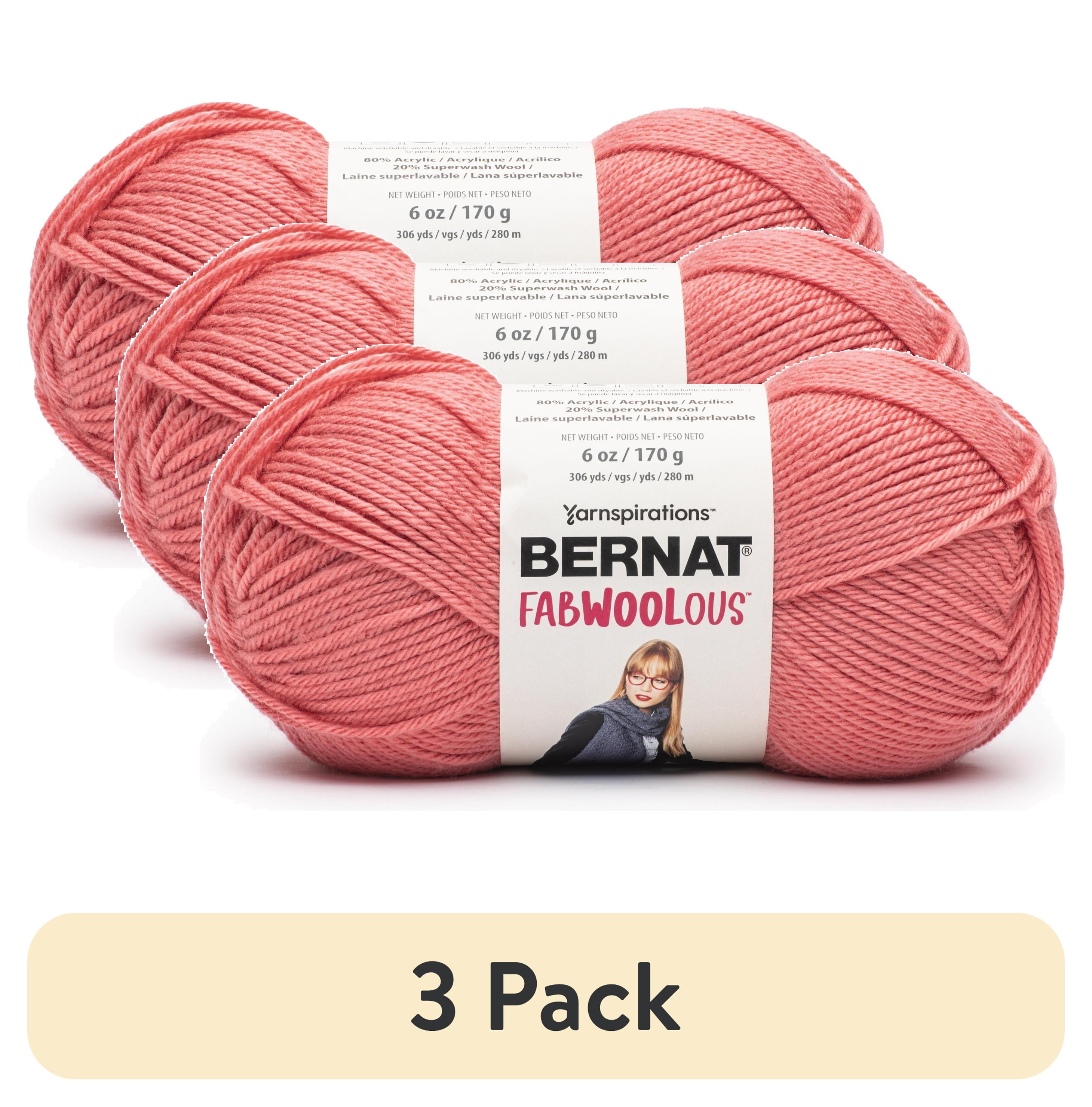 (3 pack) Spinrite Bernat Fabwoolous Yarn-Rich Rose - Walmart.com