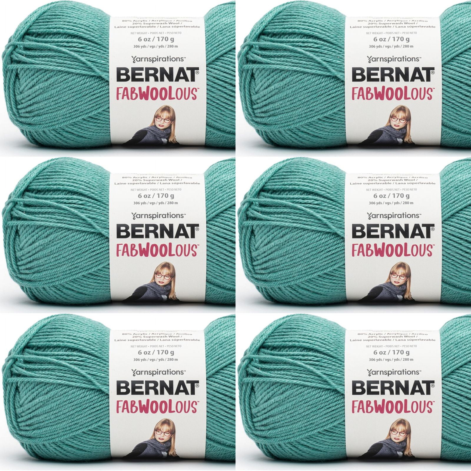 Spinrite Bernat Fabwoolous Yarn - Teal, 1 Pack of 6 Piece - Walmart.com