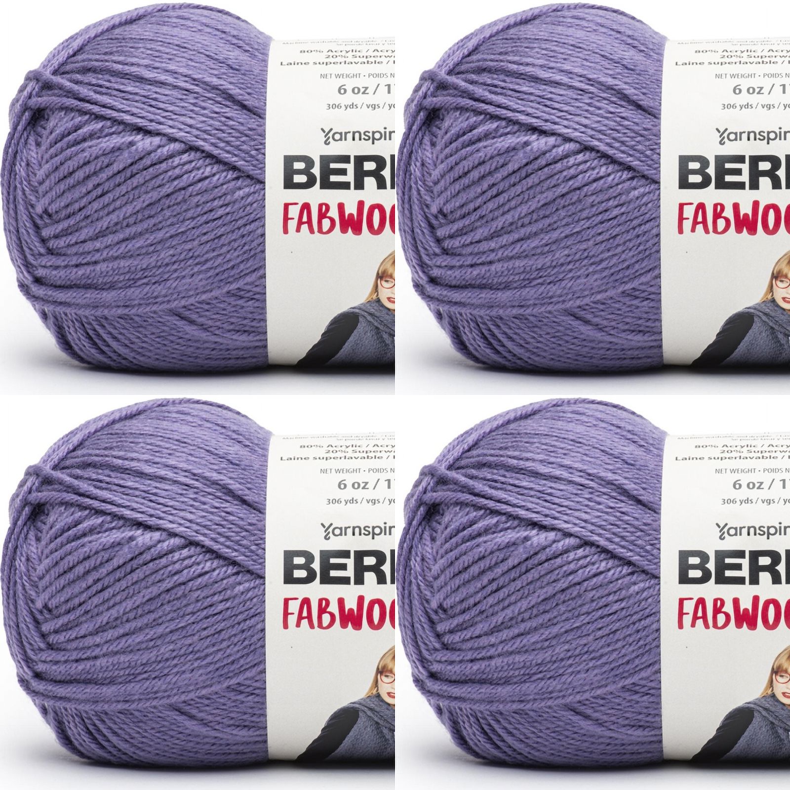 Spinrite Bernat Fabwoolous Yarn - Violet, 1 Pack of 4 Piece - Walmart.com