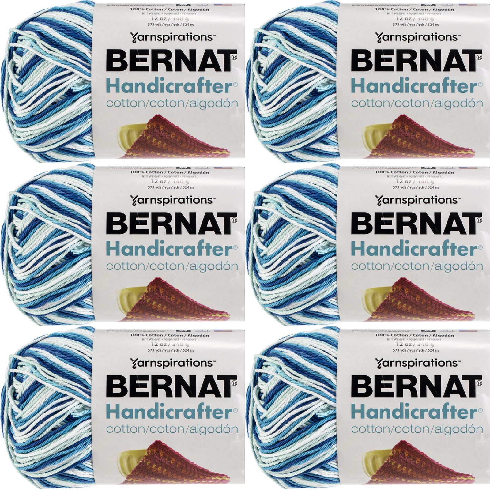 Spinrite Bernat Handicrafter Cotton Yarn 340g- Ombres - Hippi, 1 Pack ...