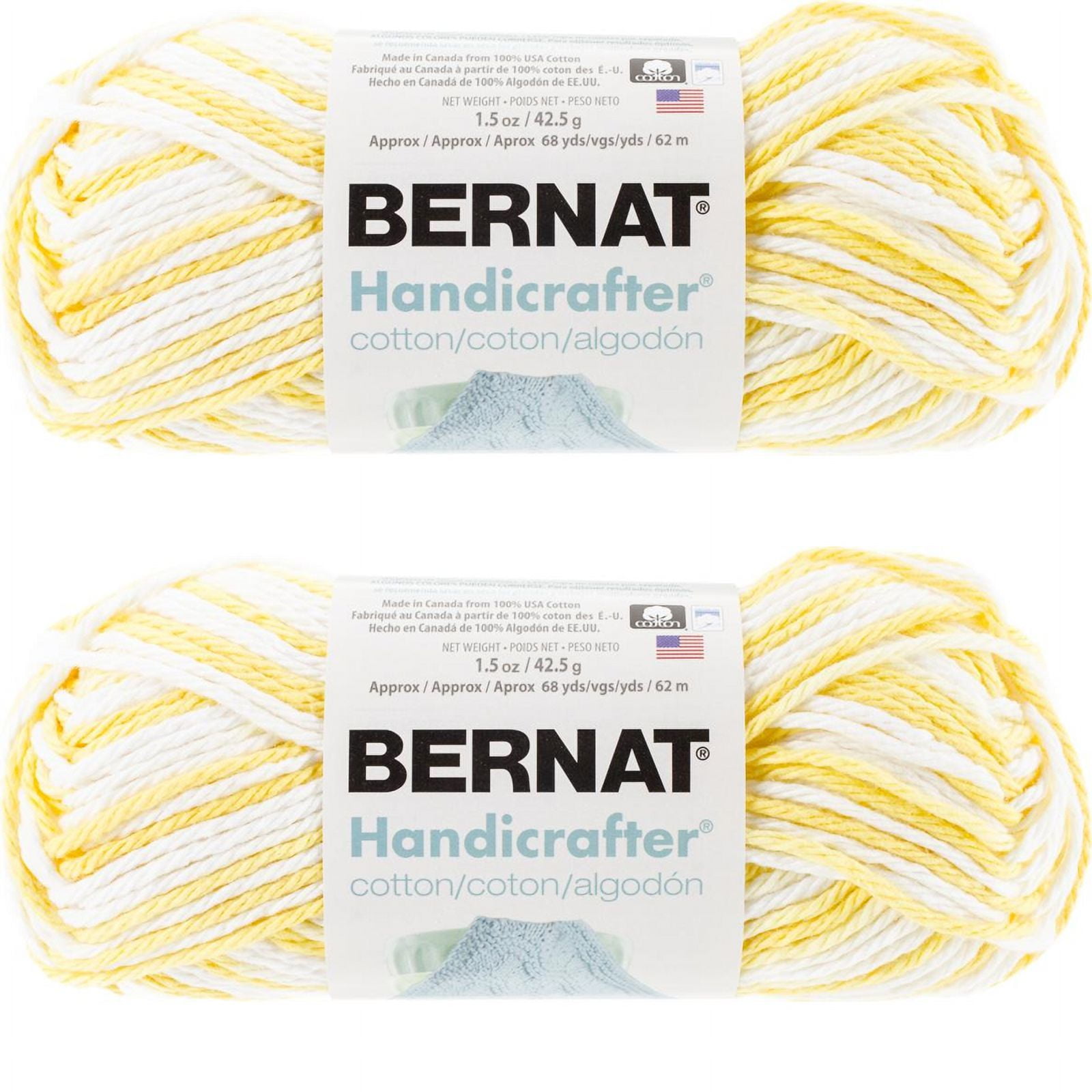 Spinrite Bernat Handicrafter Cotton Yarn Ombres Lemon Swirl, 1 Pack of ...