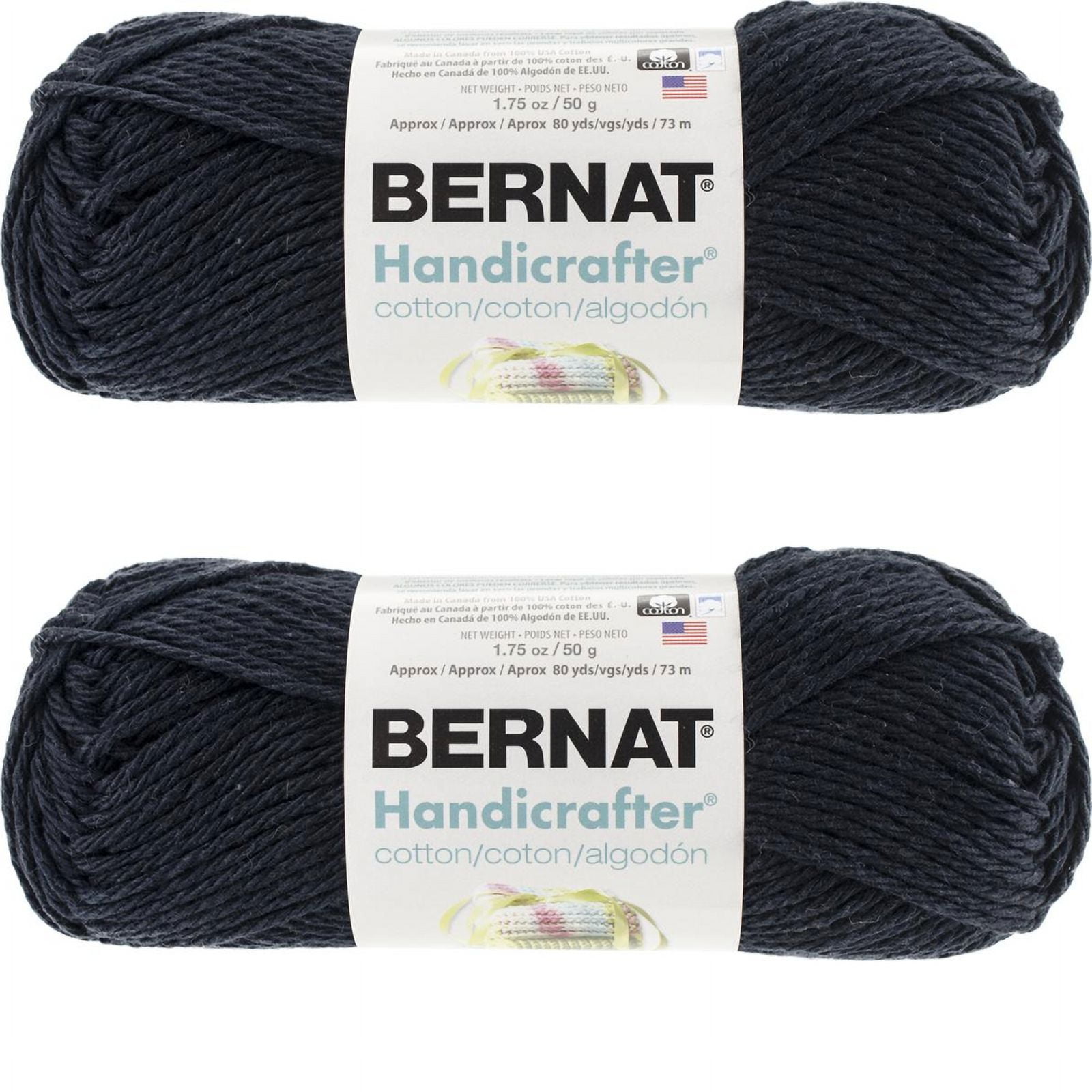 Spinrite Bernat Handicrafter Cotton Yarn - Solids - Black Licorice, 1 ...