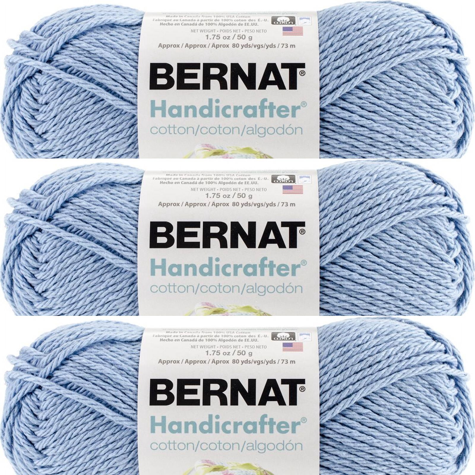 Spinrite Bernat Handicrafter Cotton Yarn Solids French Blue, 1 Pack of ...