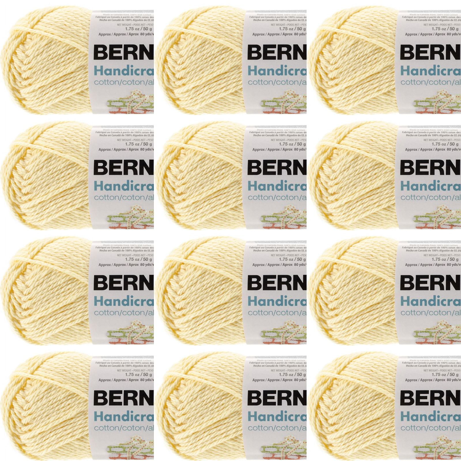 Spinrite Bernat Handicrafter Cotton Yarn Solids Pale Yellow, 1 Pack of ...