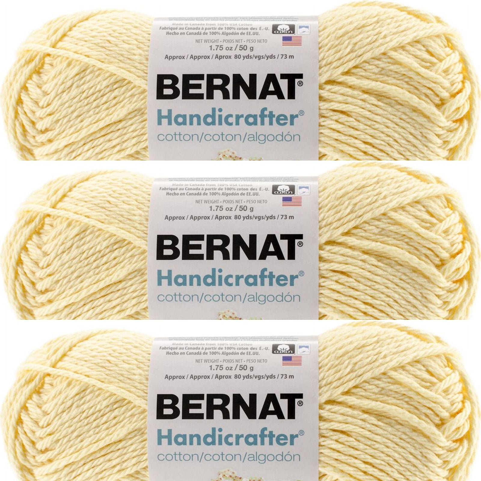 Spinrite Bernat Handicrafter Cotton Yarn Solids - Pale Yellow, 1 Pack ...