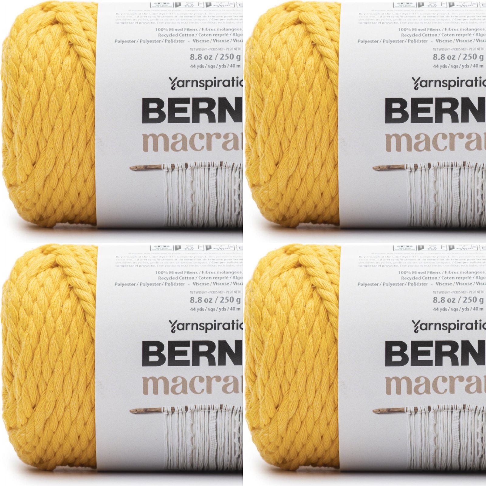 Spinrite Bernat Macrame Yarn - Sunshine, 1 Pack of 4 Piece - Walmart.com