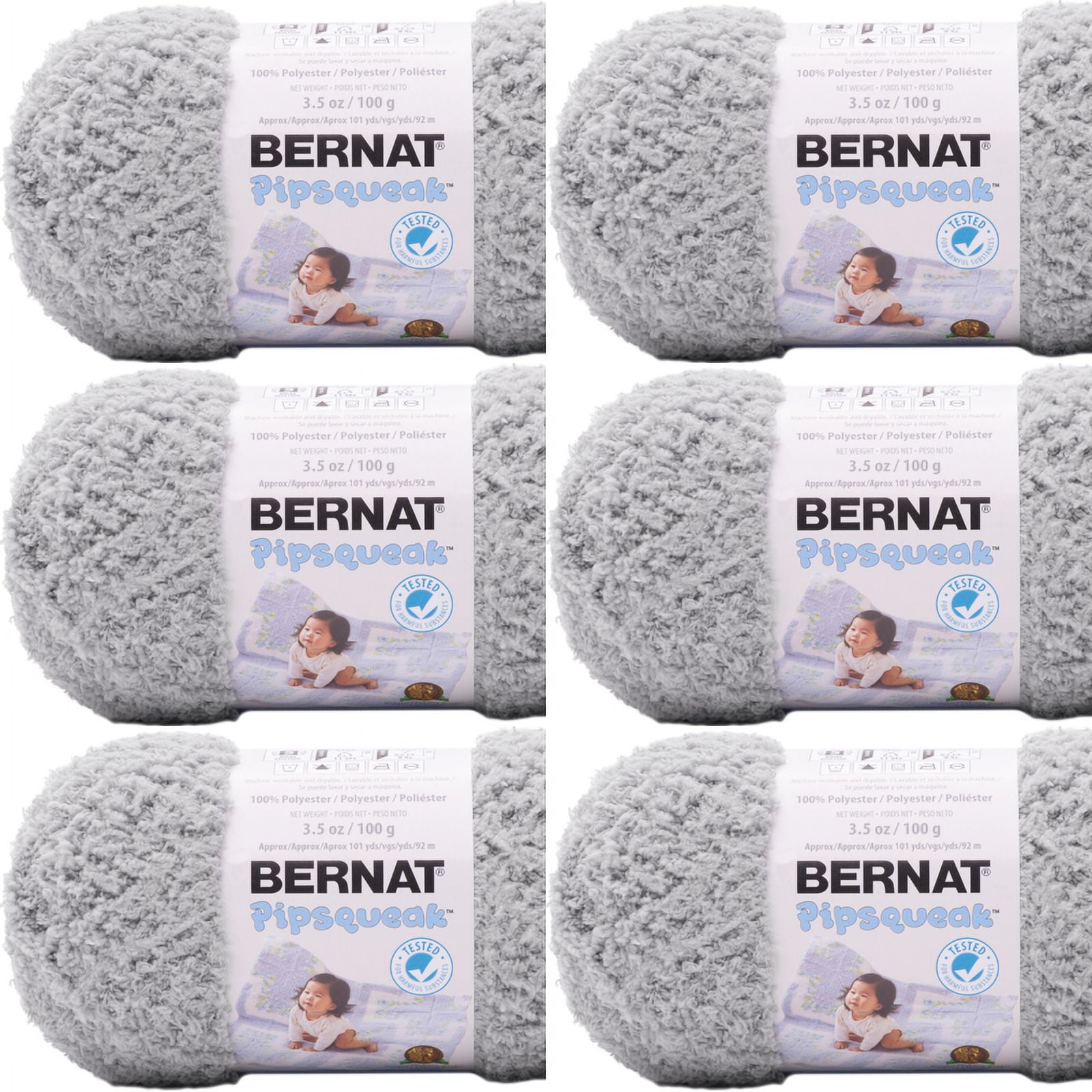 Spinrite Bernat Pipsqueak Yarn - Elephant Gray, 1 Pack of 6 Piece ...