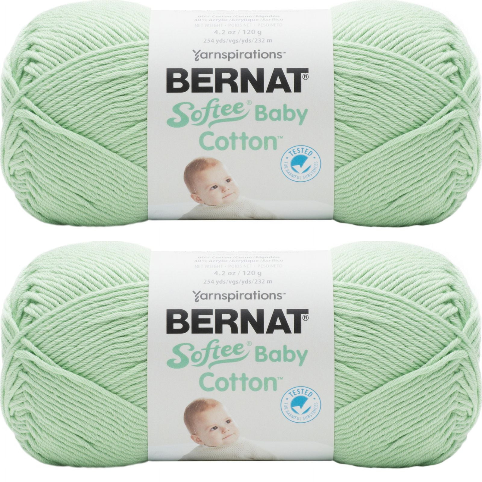 Spinrite Bernat Softee Baby Cotton Yarn - Jade Frost, 1 Pack of 2 Piece ...