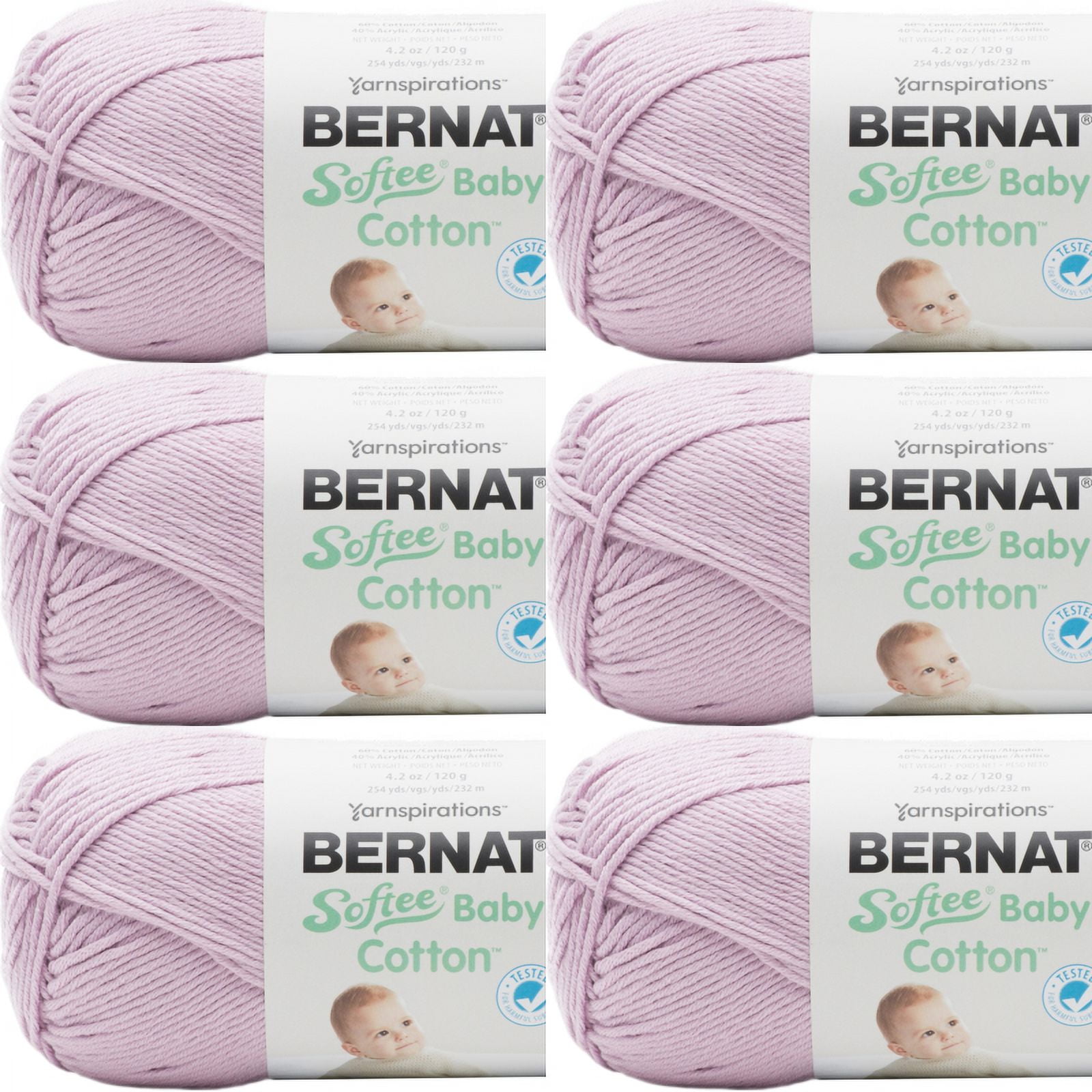 Spinrite Bernat Softee Baby Cotton Yarn - Soft Plum, 1 Pack of 6 Piece ...