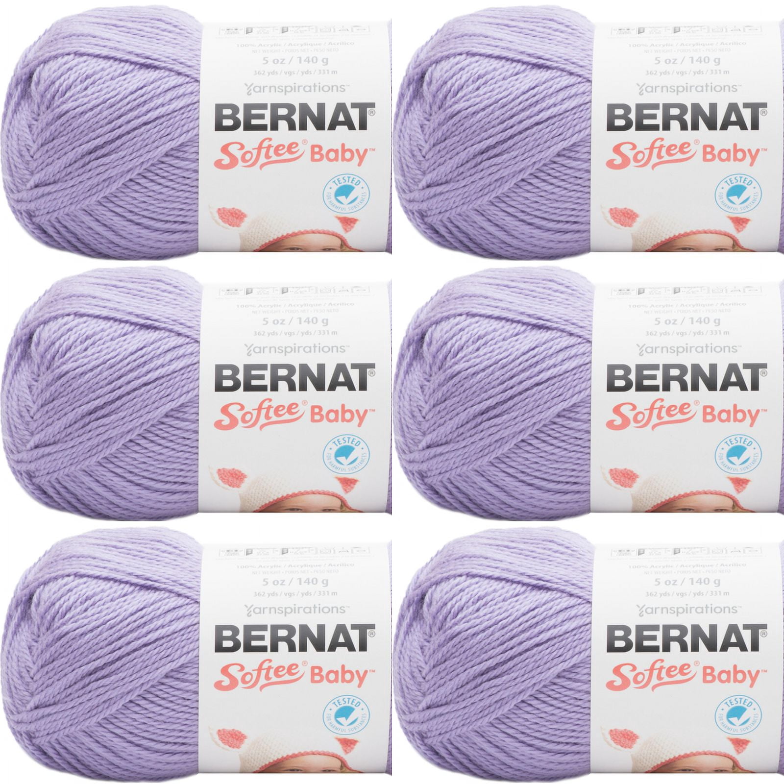 Spinrite Bernat Softee Baby Yarn - Lavender, 1 Pack of 6 Piece ...