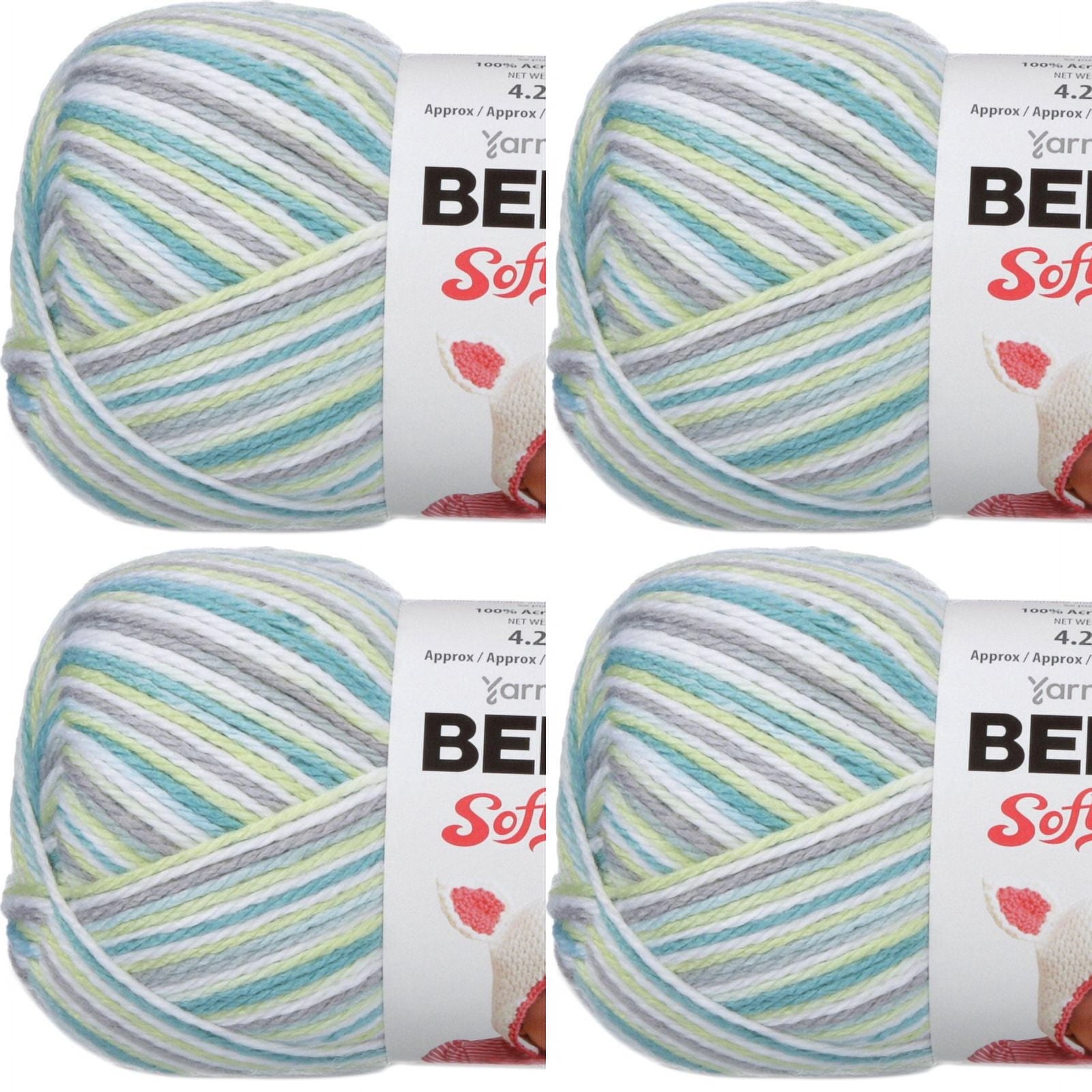 Spinrite Bernat Softee Baby Yarn - Ombres - Prince Pebbles, 1 Pack of 4 ...