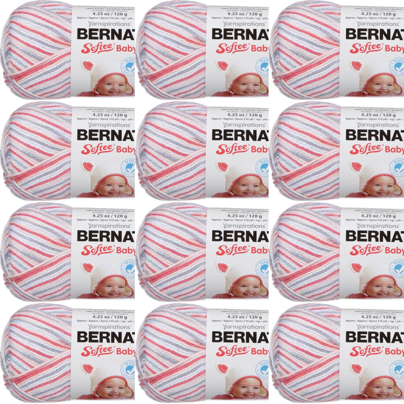 Spinrite Bernat Softee Baby Yarn - Ombres - Princess Pebbles, 1 Pack of ...