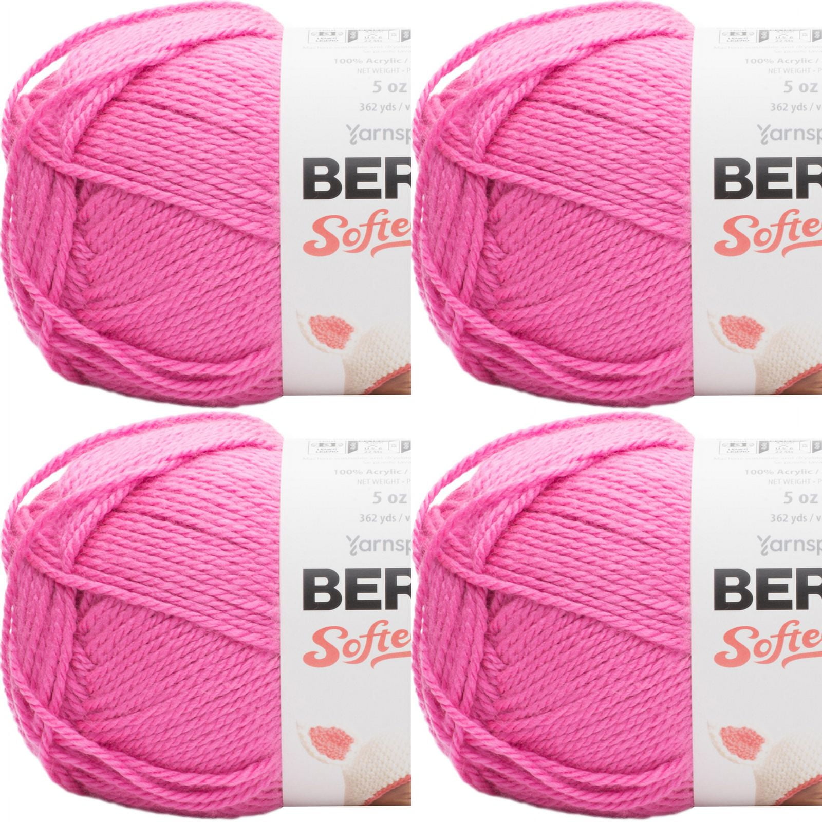 Spinrite Bernat Softee Baby Yarn - Petunia, 1 Pack of 4 Piece - Walmart.com