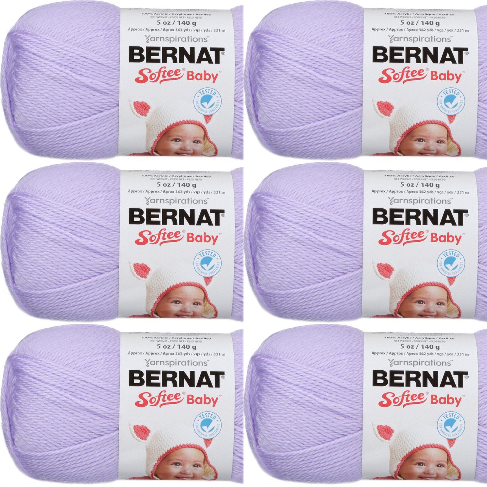 Spinrite Bernat Softee Baby Yarn - Solids - Soft Lilac, 1 Pack of 6 ...
