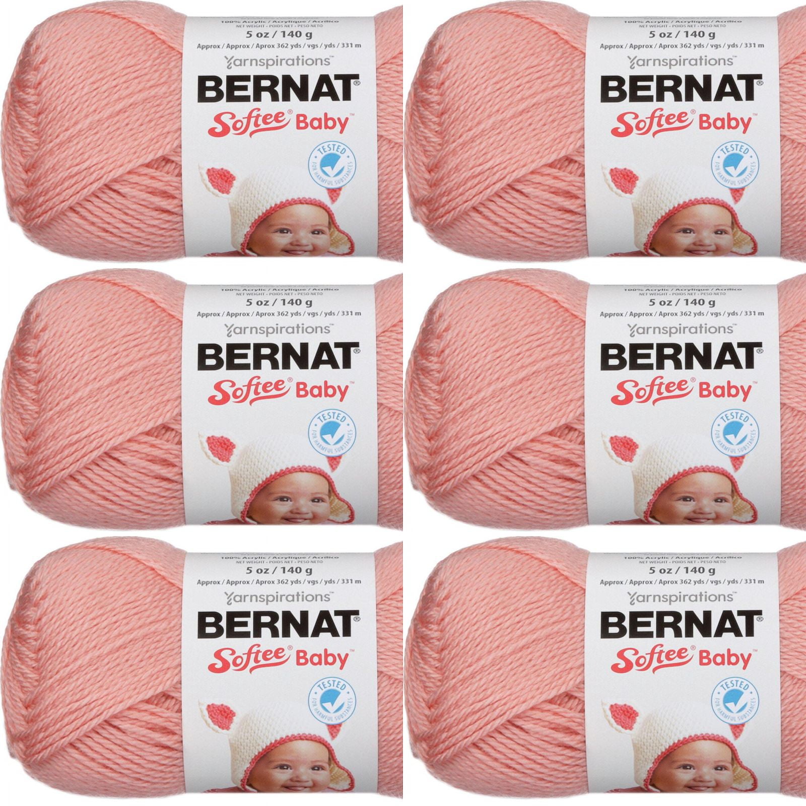 Spinrite Bernat Softee Baby Yarn - Solids - Soft Peach, 1 Pack of 6 ...