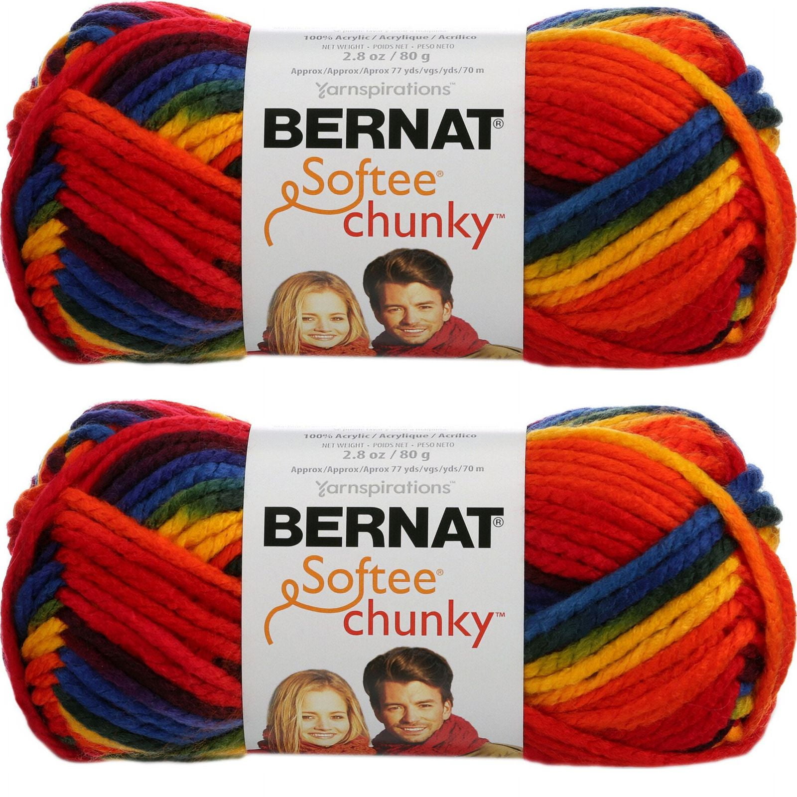 Spinrite Bernat Softee Chunky Ombre Yarn-School Yard, 1 Pack of 2 Piece ...