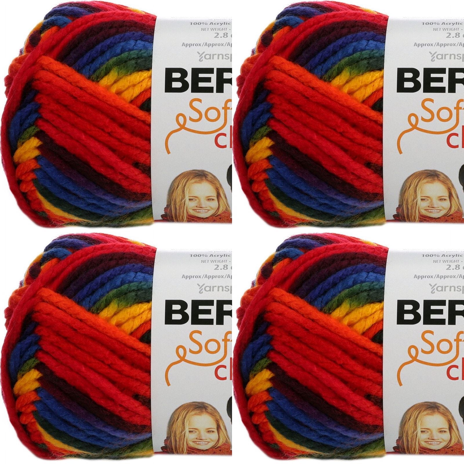 Spinrite Bernat Softee Chunky Ombre Yarn - School Yard, 1 Pack of 4 ...