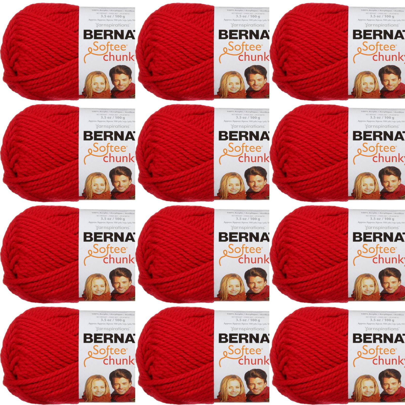 Spinrite Bernat Softee Chunky Yarn - Berry Red, 1 Pack of 12 Piece - Walmart.com