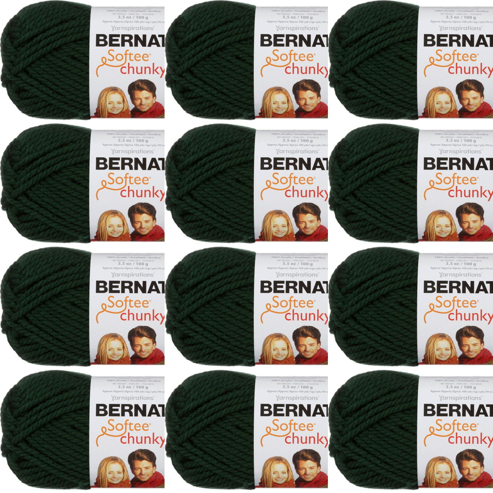Spinrite Bernat Softee Chunky Yarn - Dark Green, 1 Pack of 12 Piece ...