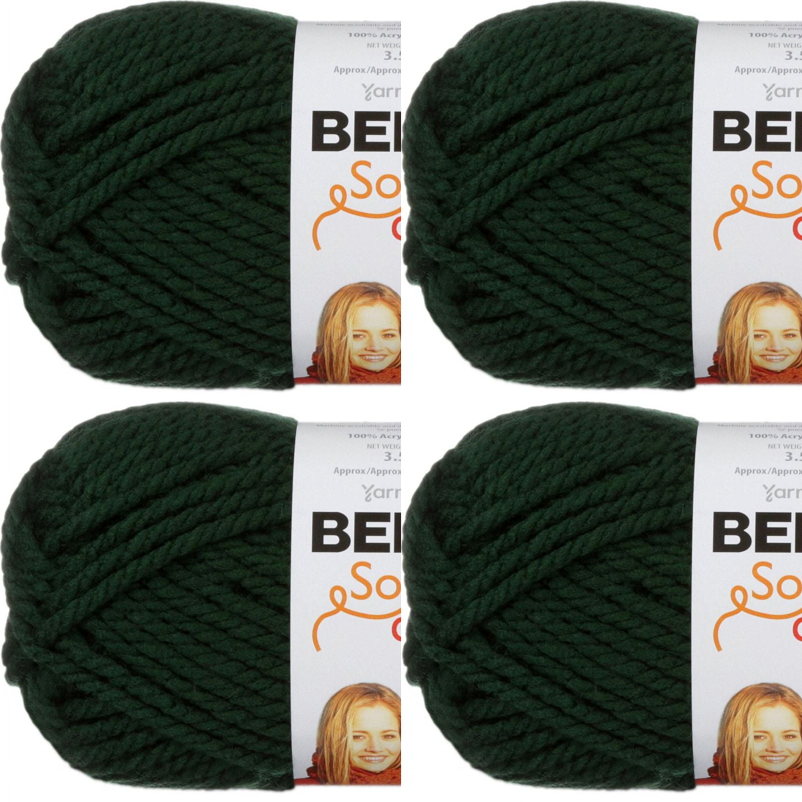 Spinrite Bernat Softee Chunky Yarn - Dark Green, 1 Pack of 4 Piece ...