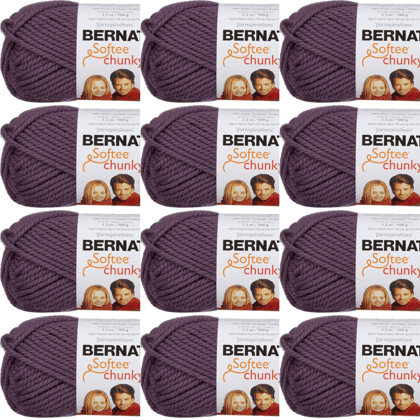 Spinrite Bernat Softee Chunky Yarn - Dark Mauve, 1 Pack of 12 Piece ...