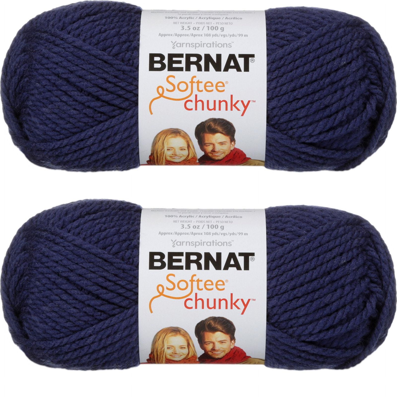 Spinrite Bernat Softee Chunky Yarn-Faded Denim, 1 Pack of 2 Piece ...