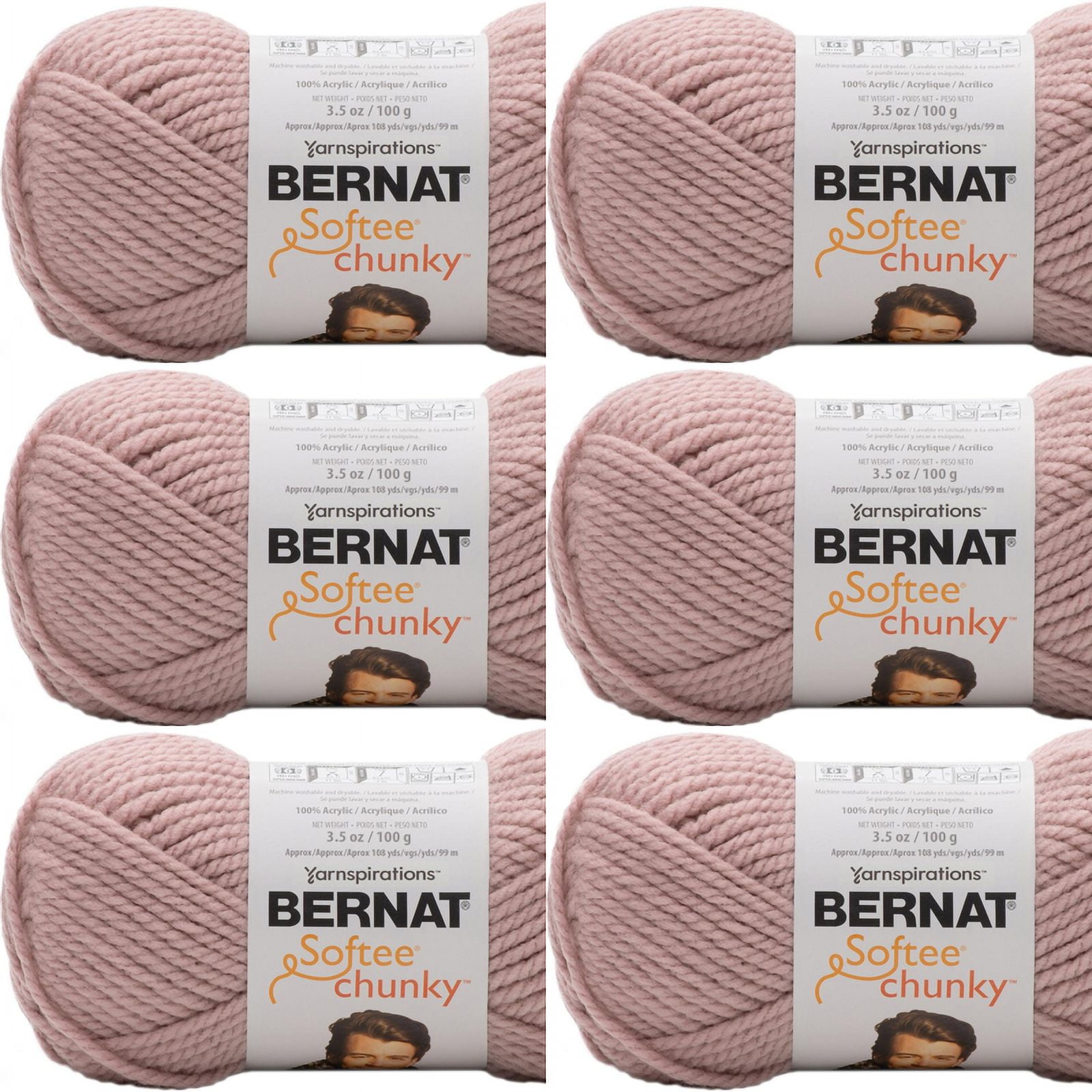Spinrite Bernat Softee Chunky Yarn - Gray Rose, 1 Pack of 6 Piece ...