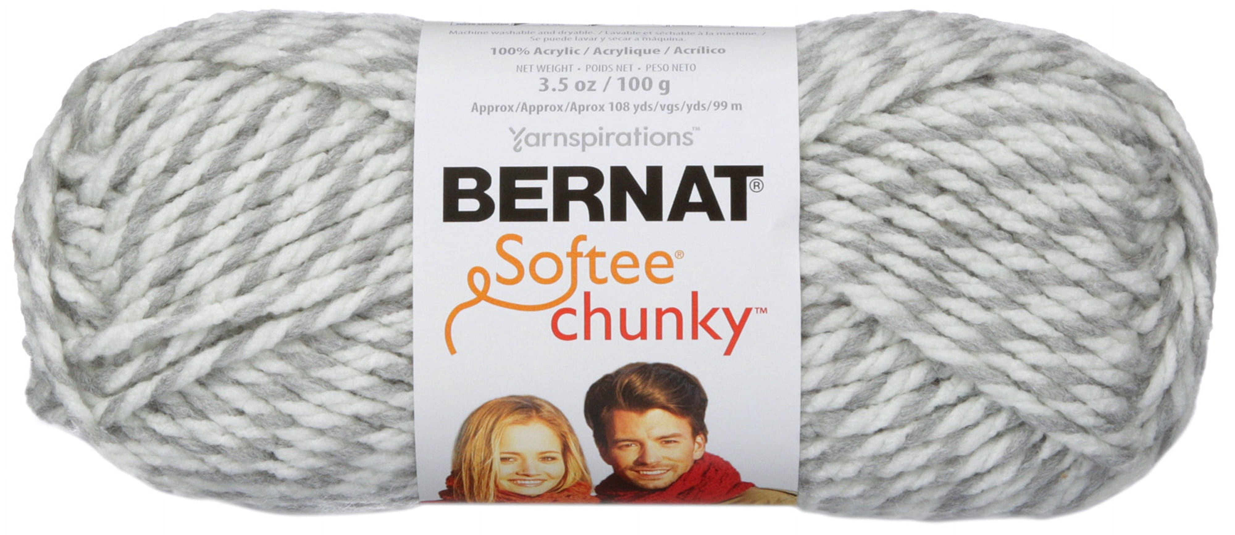 Bernat Softee Chunky Yarn - 3 Pack, 100g/3.5oz, Gray Ragg, Acrylic ...