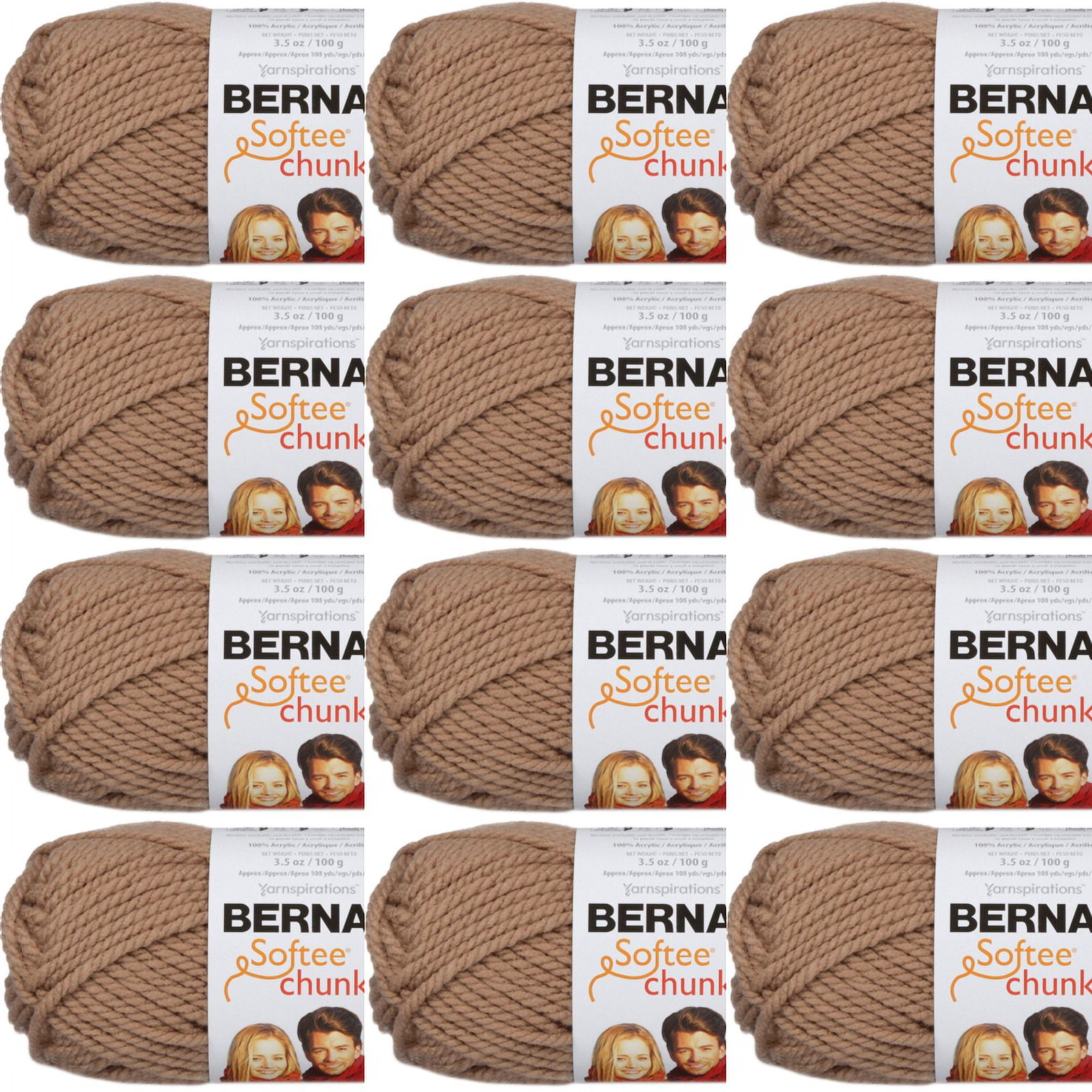 Spinrite Bernat Softee Chunky Yarn - Soft Taupe, 1 Pack of 12 Piece ...